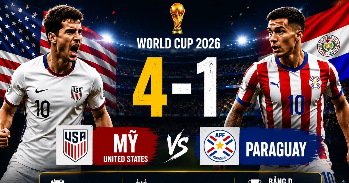 [INFOGRAPHIC] Mỹ phô diễn sức mạnh, đè bẹp Paraguay 4-1 tại World Cup 2026