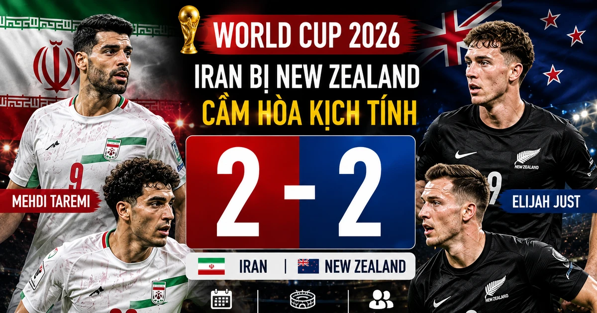 [INFOGRAPHIC] Iran bị New Zealand cầm hòa ngày ra quân tại World Cup 2026